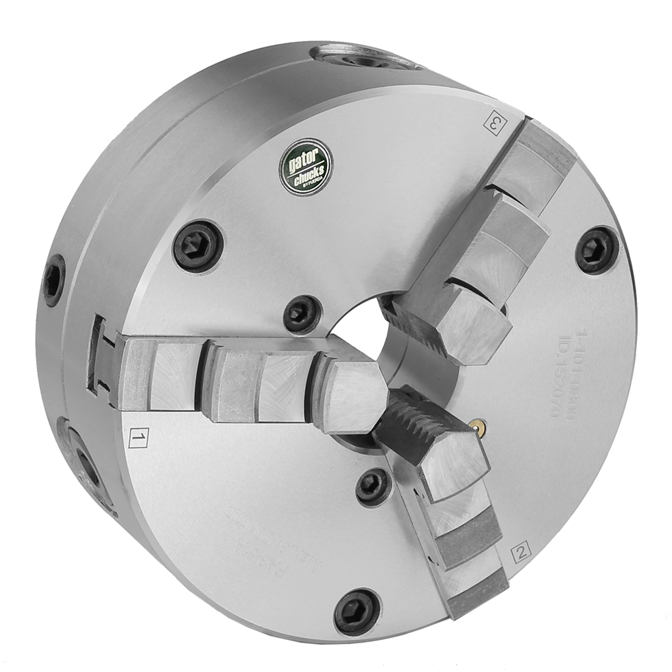 3-Jaw Adjustable Scroll Chuck, 6" Steel Body, Hard Solid Jaws | Gator ...