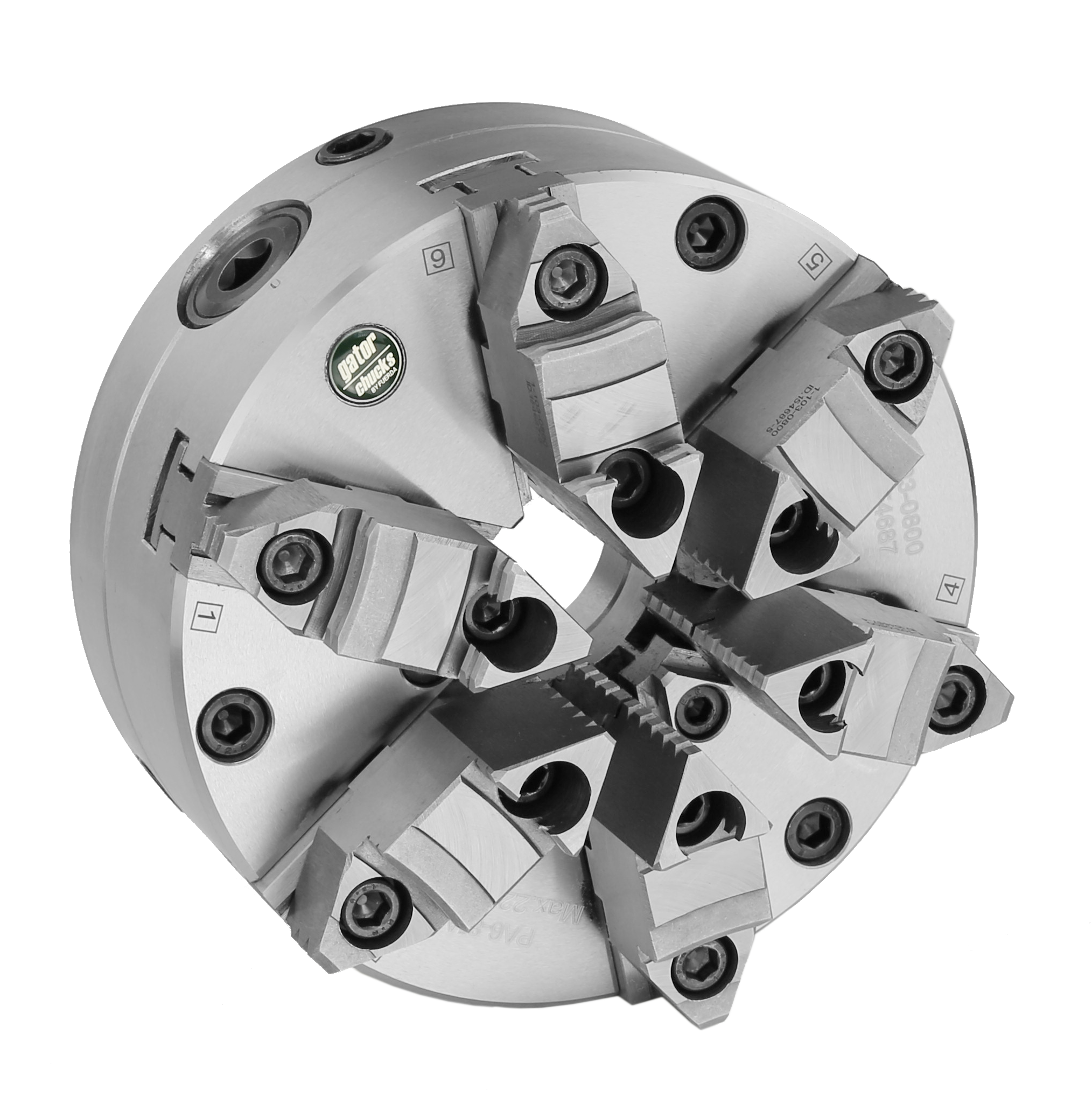 6-Jaw Adjustable Scroll Chuck, 5" Steel Body, 2 PC Hard Rev. Jaws ...