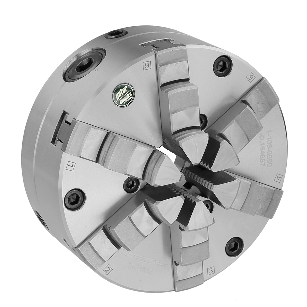 6-Jaw Adjustable Scroll Chuck, 5" Steel Body, Hard Solid Jaws | Gator ...