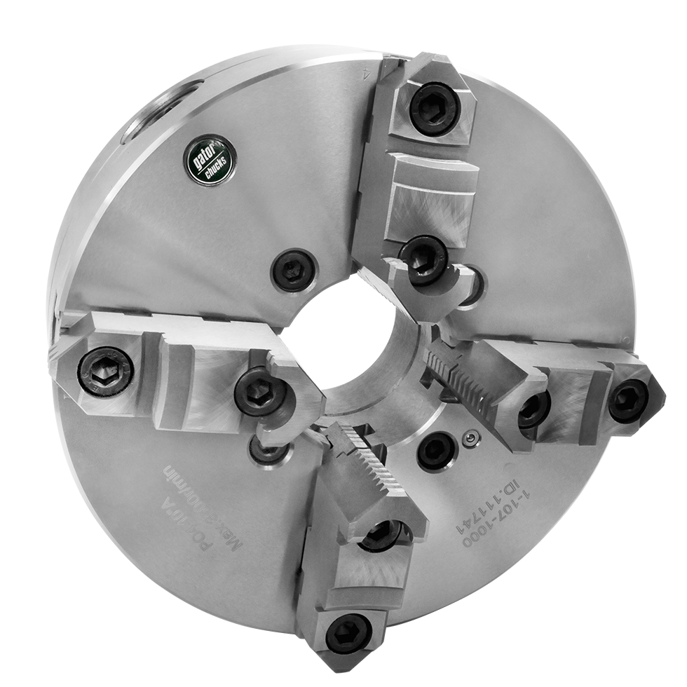 4-Jaw Scroll Chuck, 6" Steel Body, Plain Back, 2 PC Hard Rev. Jaws ...