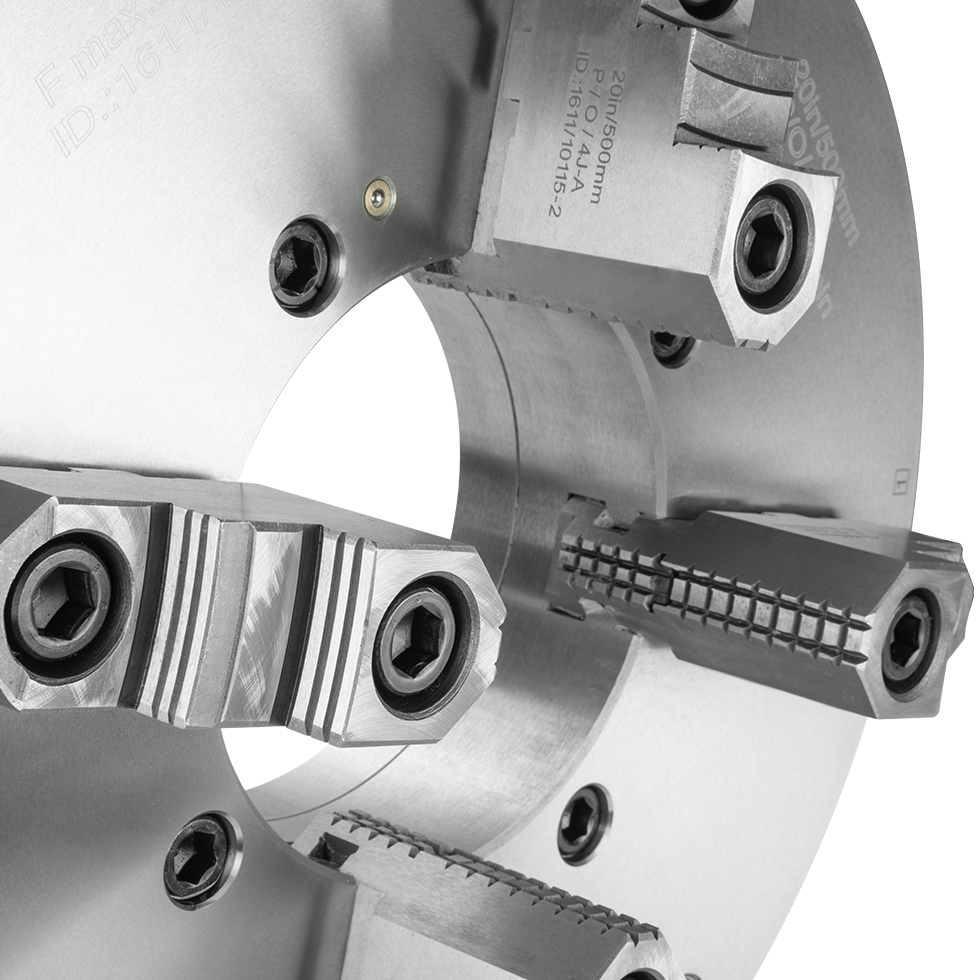 4-Jaw Scroll Chuck, 20" Steel Body, Plain Back, 2 PC Hard Rev. Jaws ...