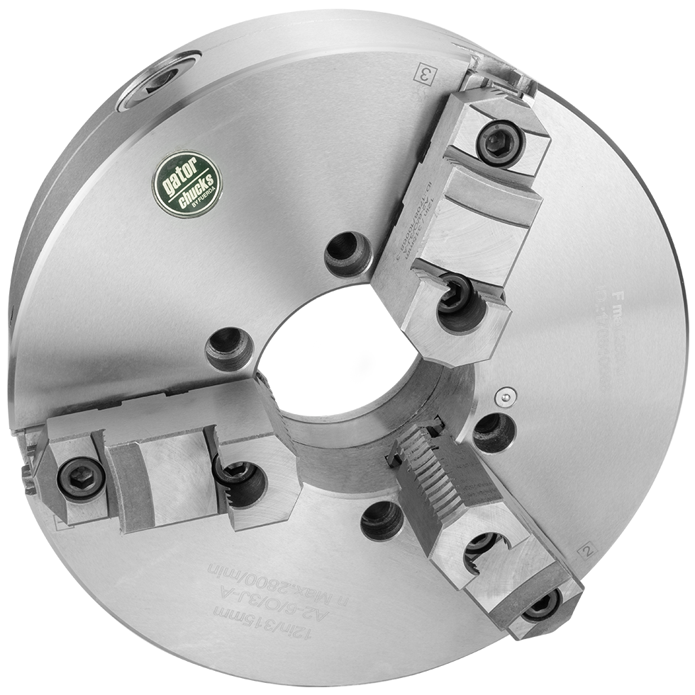 3-Jaw Scroll Chuck, 12" Steel Body, Direct Mount A2-6, 2 PC Hard Rev ...