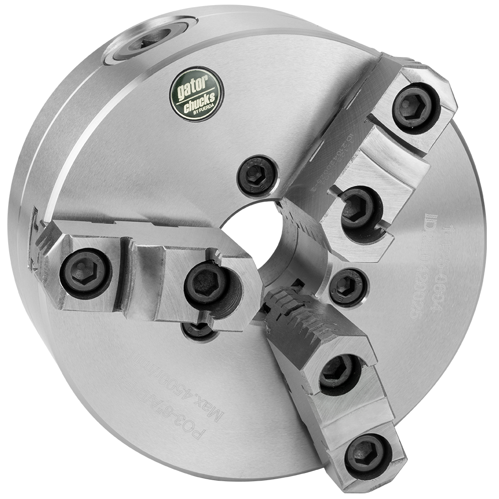 3-Jaw Scroll Chuck, 6" Steel Body, Direct Mount D1-4, 2 PC Hard Rev. J ...