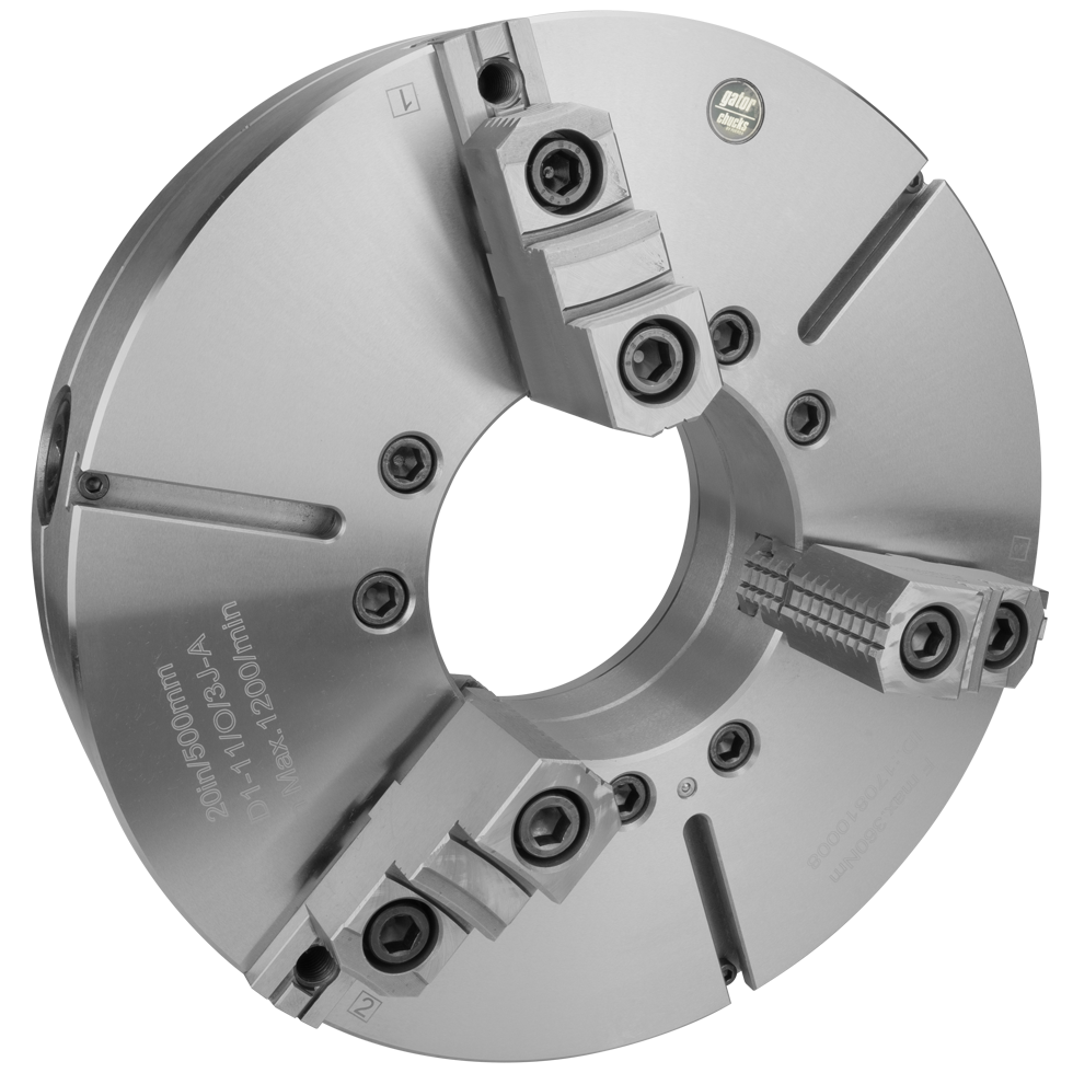 3-Jaw Scroll Chuck, 20" Steel Body, Direct Mount D1-11, 2 PC Hard Rev ...