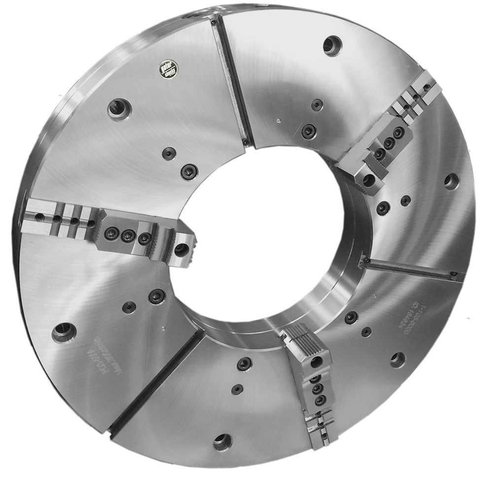 3-Jaw Scroll Chuck, 50" Cast Steel Body, Plain Back, 2 PC Hard Rev. Ja ...