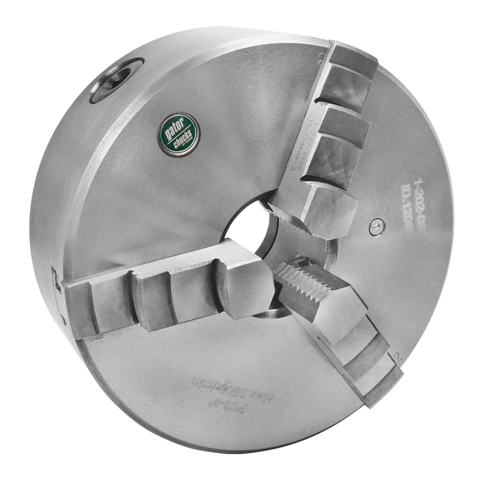 3-Jaw Scroll Chuck, 8" Cast-Iron Body, Plain Back, Hard Solid Jaws ...