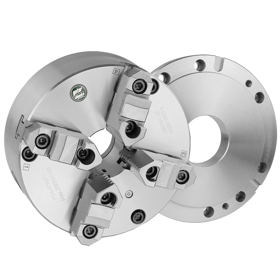 Chuck Kit for Rotary Tables, 4-Jaw, Scroll, Cast Iron Body, NO Centeri | Gator Lathe Chucks